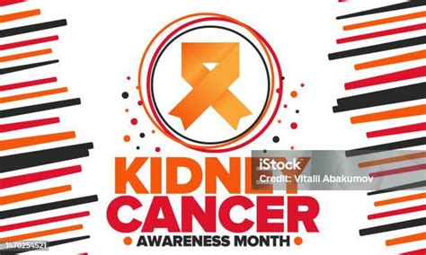 신장암 인식의 달 3 월에 매년 을 축하합니다 제어 및 보호 예방 캠페인 의료 의료 개념 리본이 달린 포스터 배너 및 배경 벡터 일러스트레이션 3월에 대한 스톡 벡터 아트