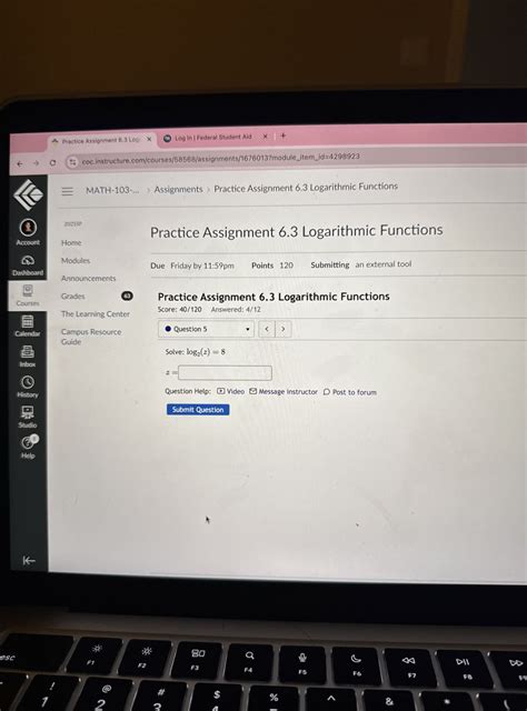 Practice Assignment 63 Log Log In Courses58568