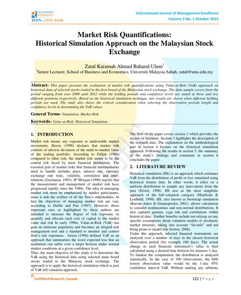 Pdf Market Risk Quantifications Historical Simulation Approach On
