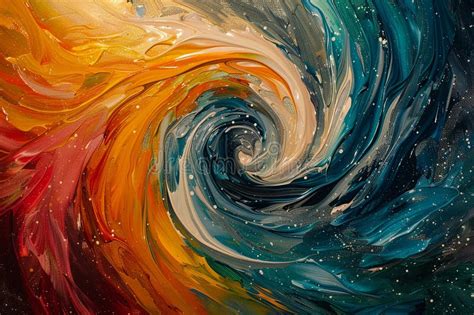 Swirling Abstract Artwork Featuring Vibrant Colors And Dynamic Movement Creates A Sense Of