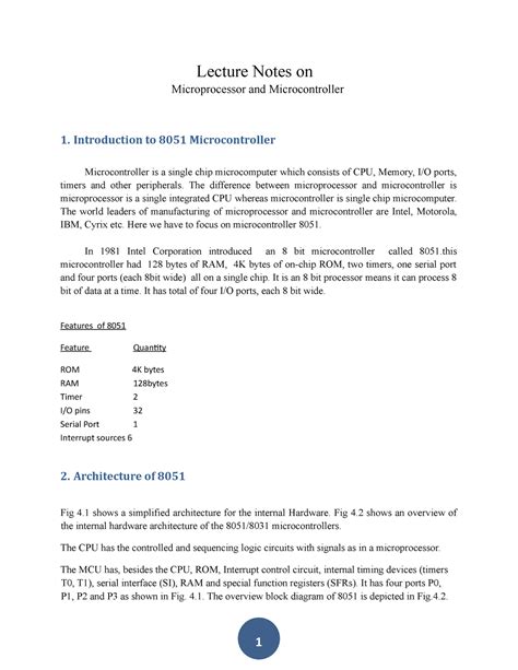 Lecture Note Mmpmc M BY MANOJ SIR Lecture Notes On Microprocessor And Microcontroller Studocu