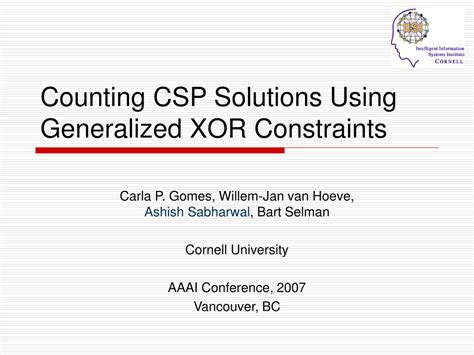 Ppt Counting Csp Solutions Using Generalized Xor Constraints Powerpoint Presentation Id1747123