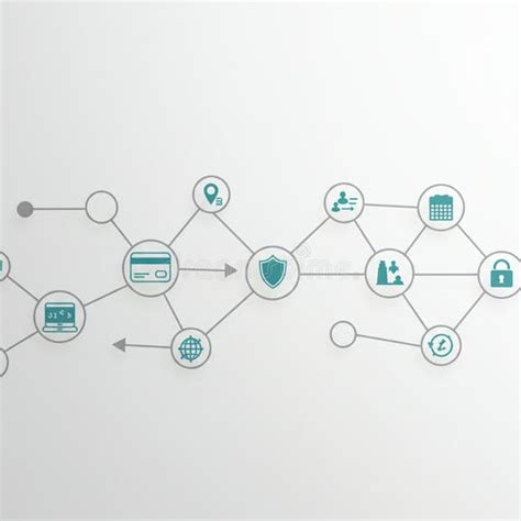 network diagram featuring interconnected nodes with icons representing various stock