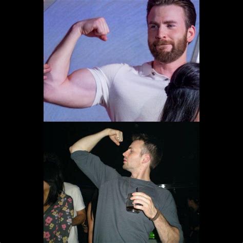 Chris Evans Flexing Biceps
