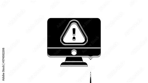 Vidéo Stock Black Computer Monitor With Exclamation Mark Icon Isolated On White Background
