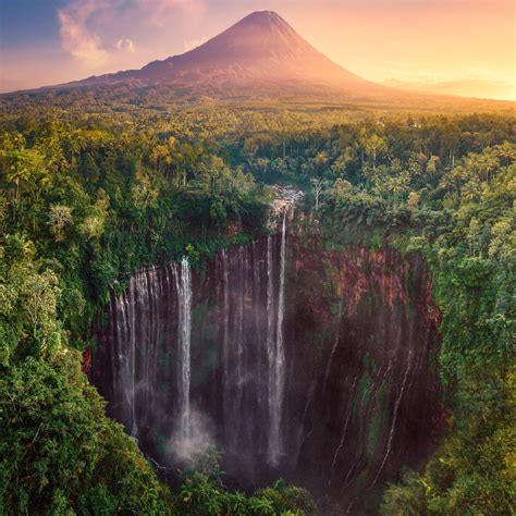 Indonesias Incredible Tumpak Sewu Waterfalls Is Overshadowed By An