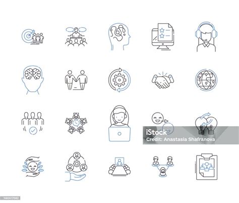 관리 및 사업 개요 아이콘 모음입니다 관리 비즈니스 전략 계획 조직 리더십 팀워크 벡터 및 일러스트레이션 개념 세트 관리 마케팅