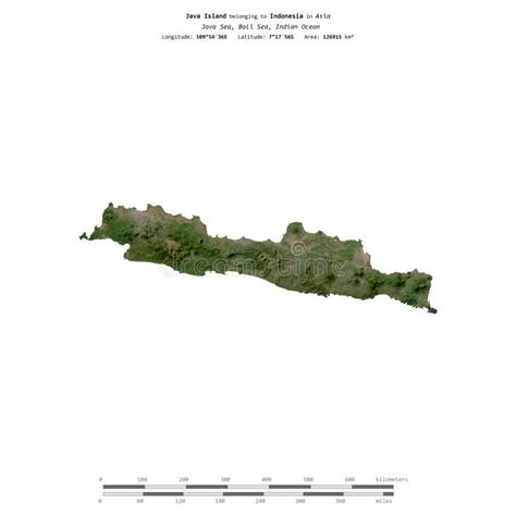 Java Island Indonesia Shape On White Satellite May 22 2018 Stock