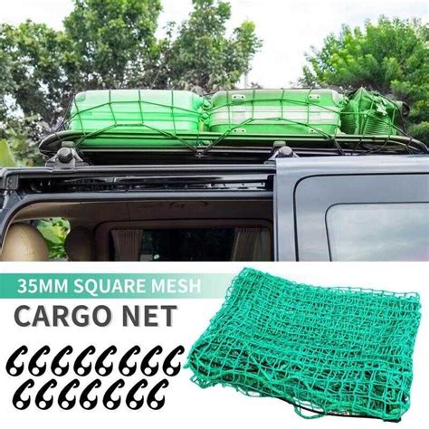 ♥ Bungee Netting For Truck Pickup Bed Trailer Trunk With 15 Carabiners Stretchable Car Organizer