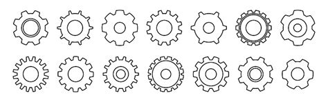 기어 휠 수집 절단된 톱니 또는 톱니가 있는 격리된 회전 기계 부품 벡터 톱니 바퀴 세트 모션 후 토크를 전달하는 기계 시스템 구성 요소 요인 산업을 위한 간단한 장치