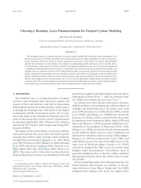 Pdf Choosing A Boundary Layer Parameterization For Tropical Cyclone