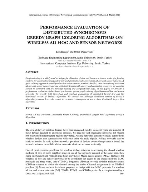 pdf performance evaluation of distributed synchronous greedy graph coloring algorithms on