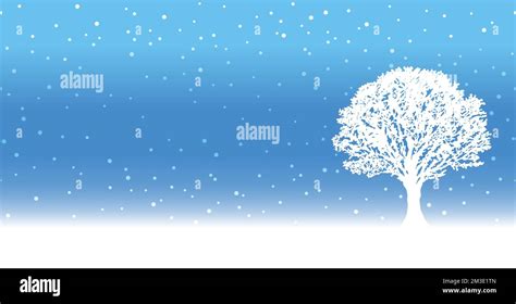 Seamless Winter Background With A Snow Covered Tree Silhouette And Text