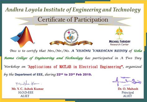 Students Attended Workshop On Application Of MATLAB In Electrical Engineering Usharama Edu In