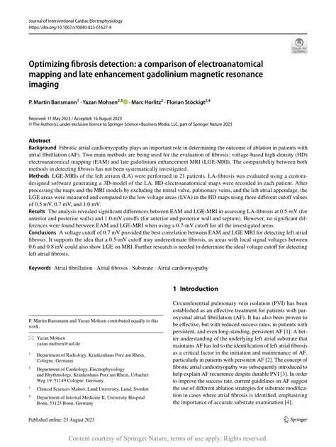 Optimizing Fibrosis Detection A Comparison Of Electroanatomical Mapping And Late Enhancement