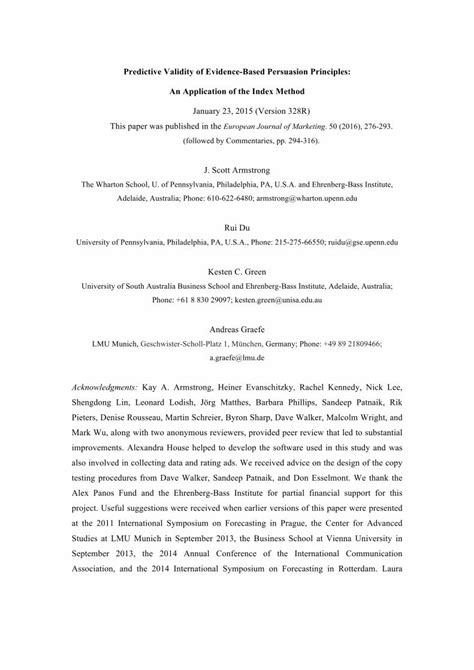 Pdf Predictive Validity Of Evidence Based Persuasion · Predictive Validity Of Evidence