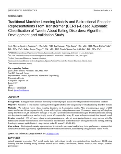Traditional Machine Learning Models And Bidirectional Encoder Representations From Transformer