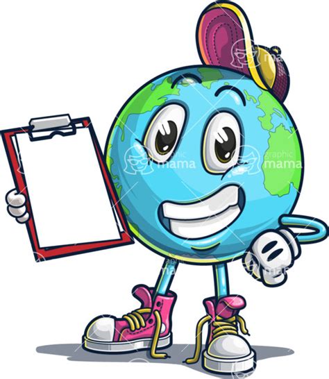 planet earth cartoon character set holding a notepad 2 graphicmama