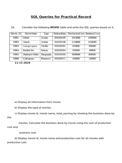 Grade 12 Sql Practical Record Pdf Table Database Relational Database