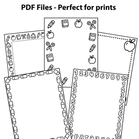 Back To School Doodle Borders And Frames School Supply Clipart Black