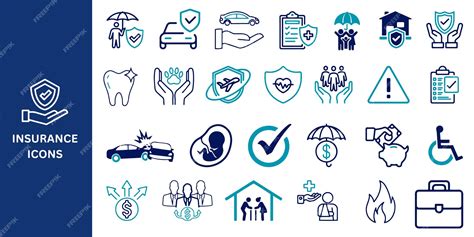 Premium Vector Insurance Icon Set Life Car Home Travel Healthcare