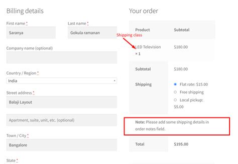 How To Display A Message Based On Specific Shipping Class In