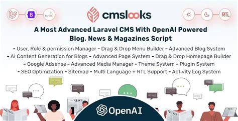 cmslooks laravel cms with openai powered blog news and magazines