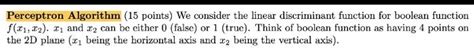 solved perceptron algorithm 15 points we consider the