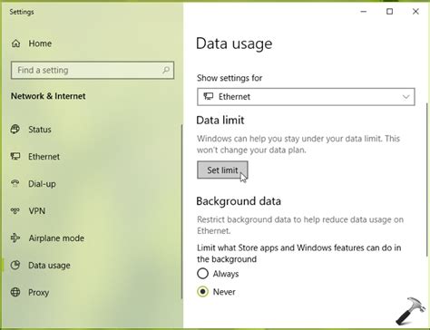 How To Set Data Limit For Network Connection In Windows 10