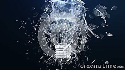 Explosion Of An Incandescent Lamp Or Ligh Bulb Small Pieces Of Glass Fly Apart In Different