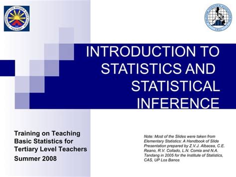Introduction To Statistics And Statistical Inference Ppt