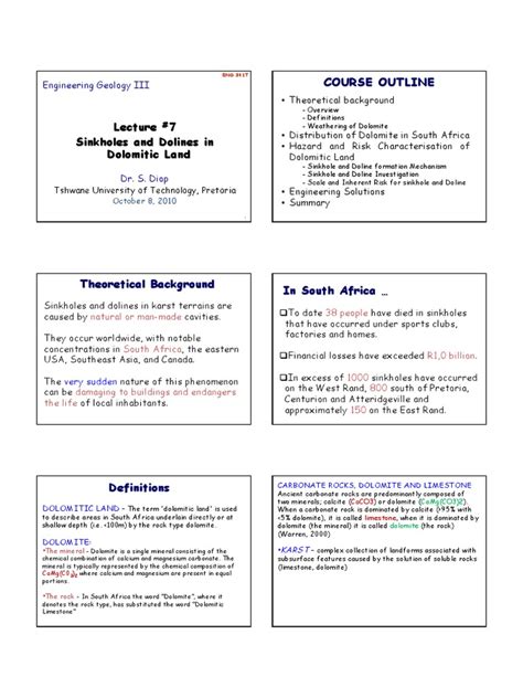 tut engineering geology3 lecture 7 pdf sinkhole weathering