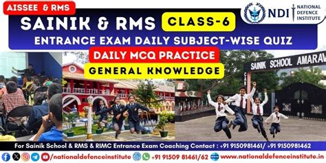25 Oct 2023 Sainik And Rms Class 6 Gk Mcqs Aissee 6 Quiz