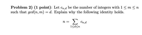 Solved Problem Point Let Cn D Be The Number Of Chegg
