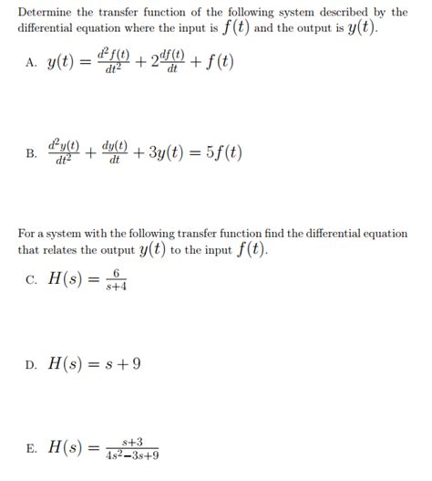 Solved Determine The Transfer Function Of The Following Chegg Com