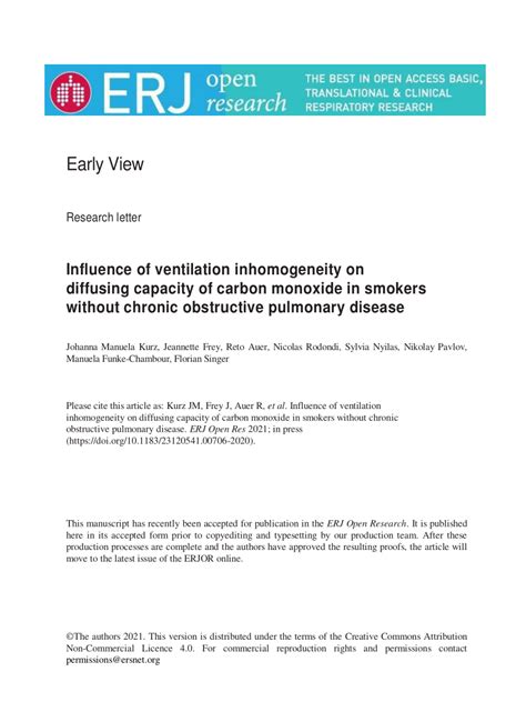 Pdf Influence Of Ventilation Inhomogeneity On Diffusing Capacity Of Carbon Monoxide In Smokers