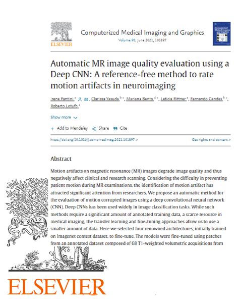 Automatic Mr Image Quality Evaluation Using A Deep Cnn A Reference Free Method To Rate Motion