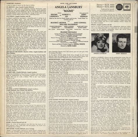Jerry Herman Featuring Angela Lansbury Presented By Fryer Carr And