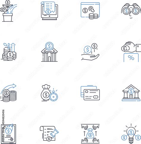 Mobile Payment Line Icons Collection Transaction Digital Wallet