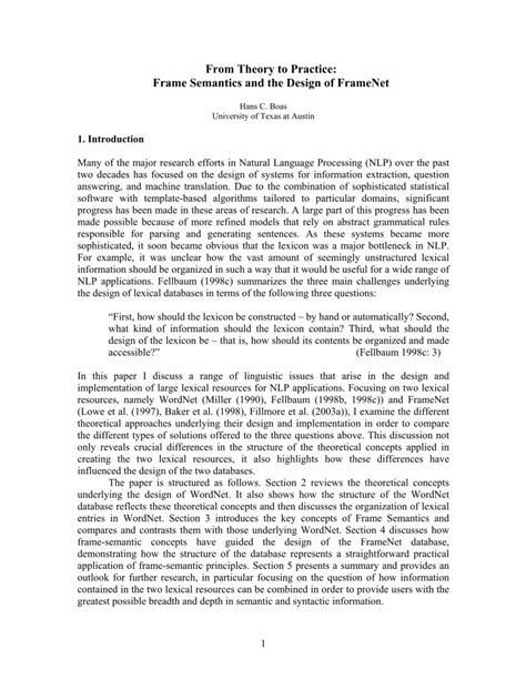 Pdf From Theory To Practice Frame Semantics And The Design Of