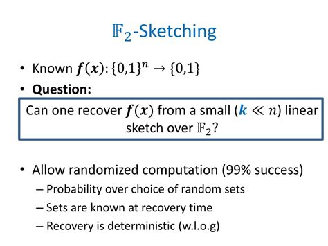ppt linear sketching for functions over the boolean hypercube