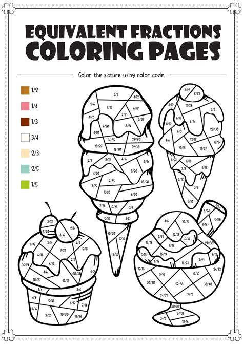 Equivalent Fractions Coloring Pages In 2024 Math Coloring Worksheets Middle School Math