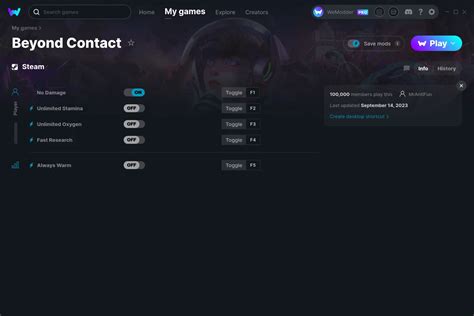 Beyond Contact Cheats Trainers For PC WeMod