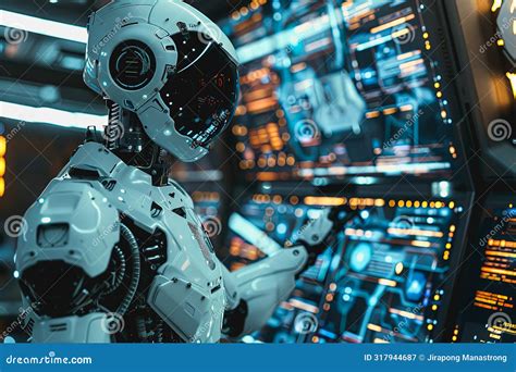 Ai Robots With Screens Displaying Real Time Data Analysis And Learning