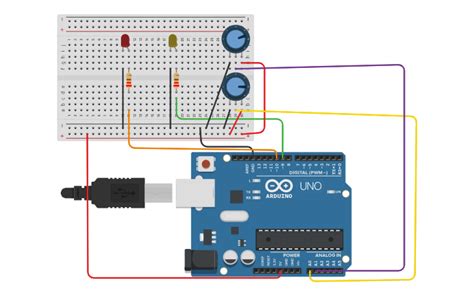Circuit Design 2 Led Comandati Da Potenziometri Tinkercad