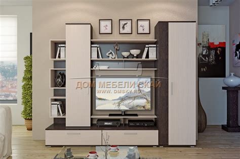 Стенка в гостиную Даллас, дуб/белый - купить в Москве недорого по цене ...