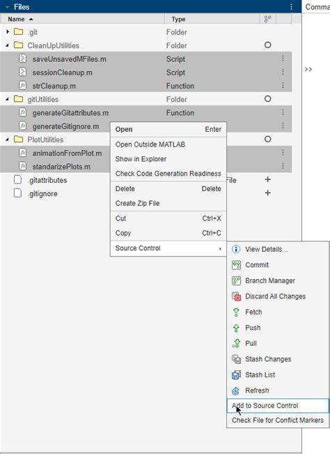 create local git repository in matlab matlab and simulink