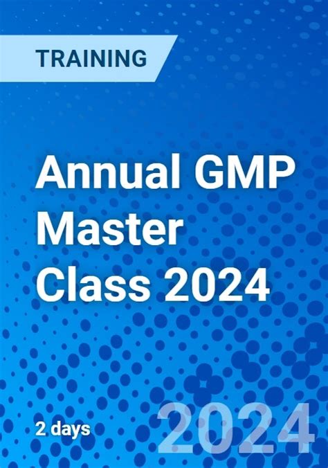 Annual Gmp Master Class 2024 Recorded Research And Markets Annual Gmp Master Class 2024 Recorded Research And Markets