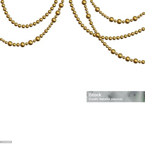 황금 장식입니다 결정 진주 황금 구슬 벡터 그림입니다 배경 보석류 일시 중지 축제 화환 갈란드 장식품에 대한 스톡 벡터 아트 및 기타 이미지 Istock