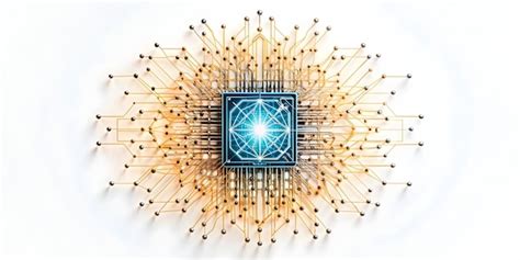 Flat Ai Powered Quantum Circuit Frame Concept Cuttingedge Design With Glowing Effects Smart Busi
